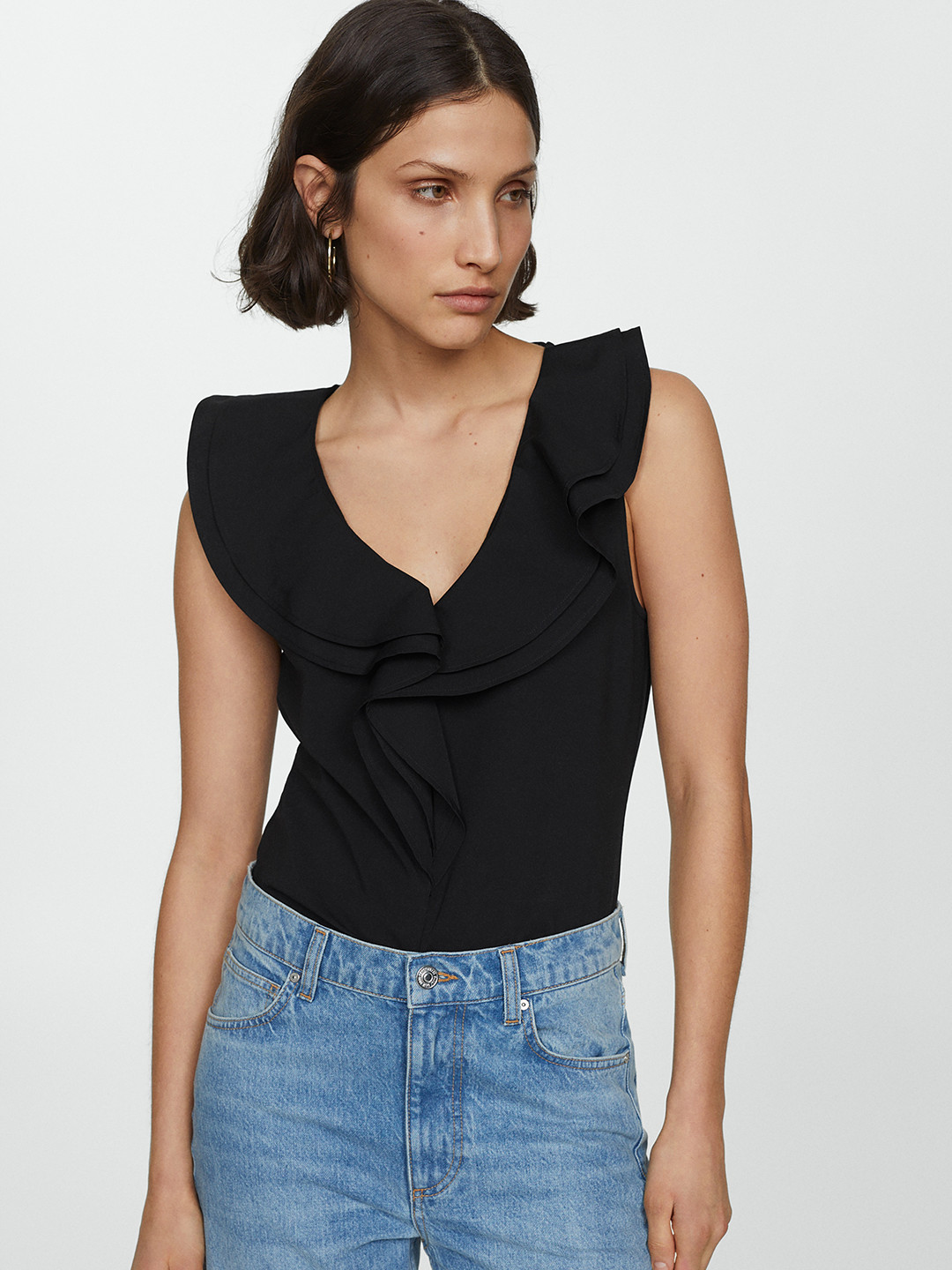 Buy MANGO Ruffled V Neck Top - Tops for Women 29037610 | Myntra