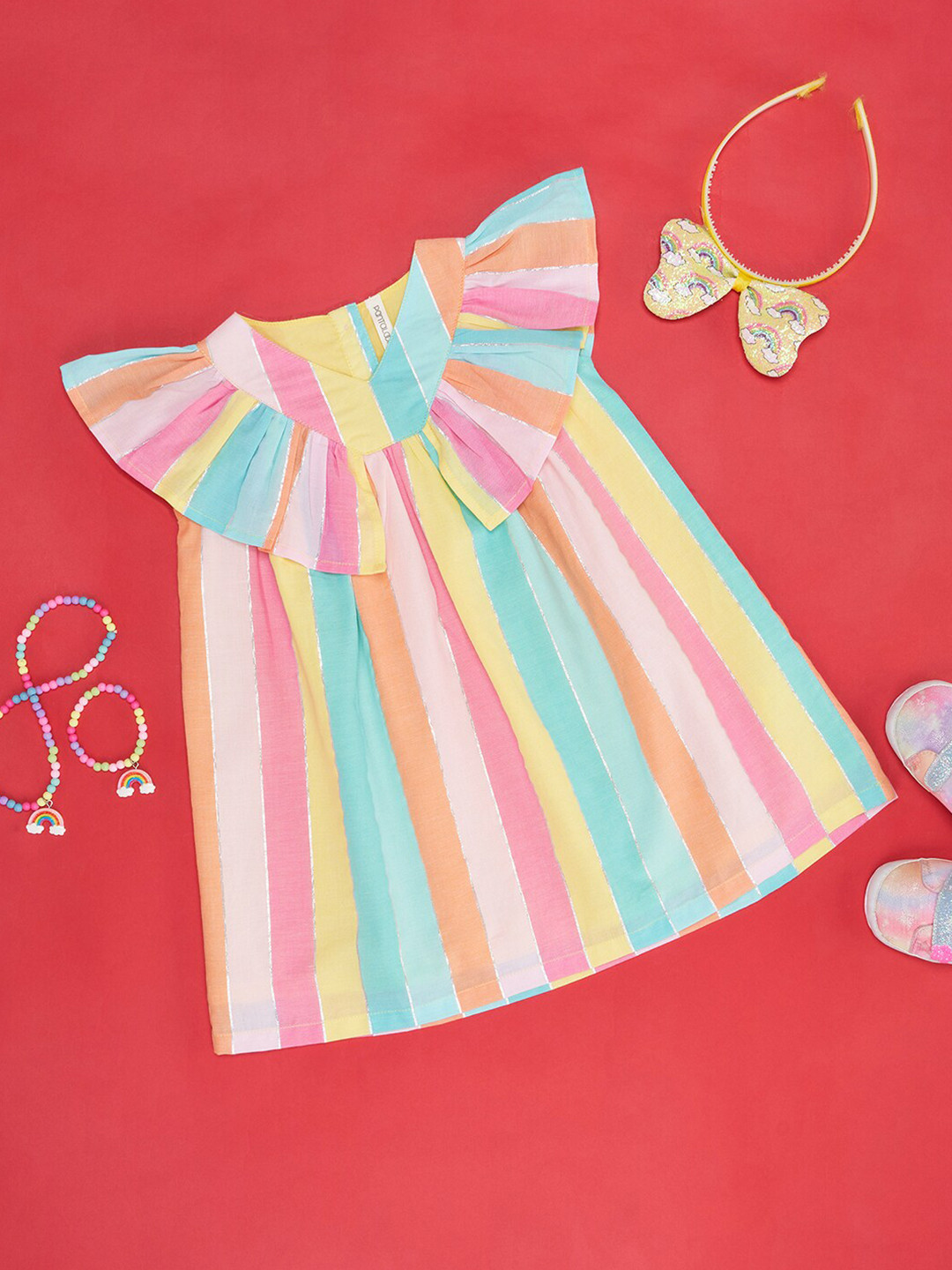 Buy Pantaloons Baby Infants Vertical Striped Fit & Flare Dress ...
