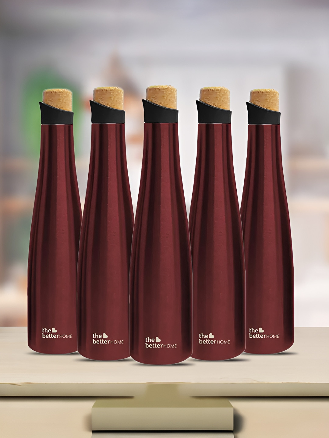 Buy The Better Home Maroon 5 Pieces Stainless Steel Water Bottle ...