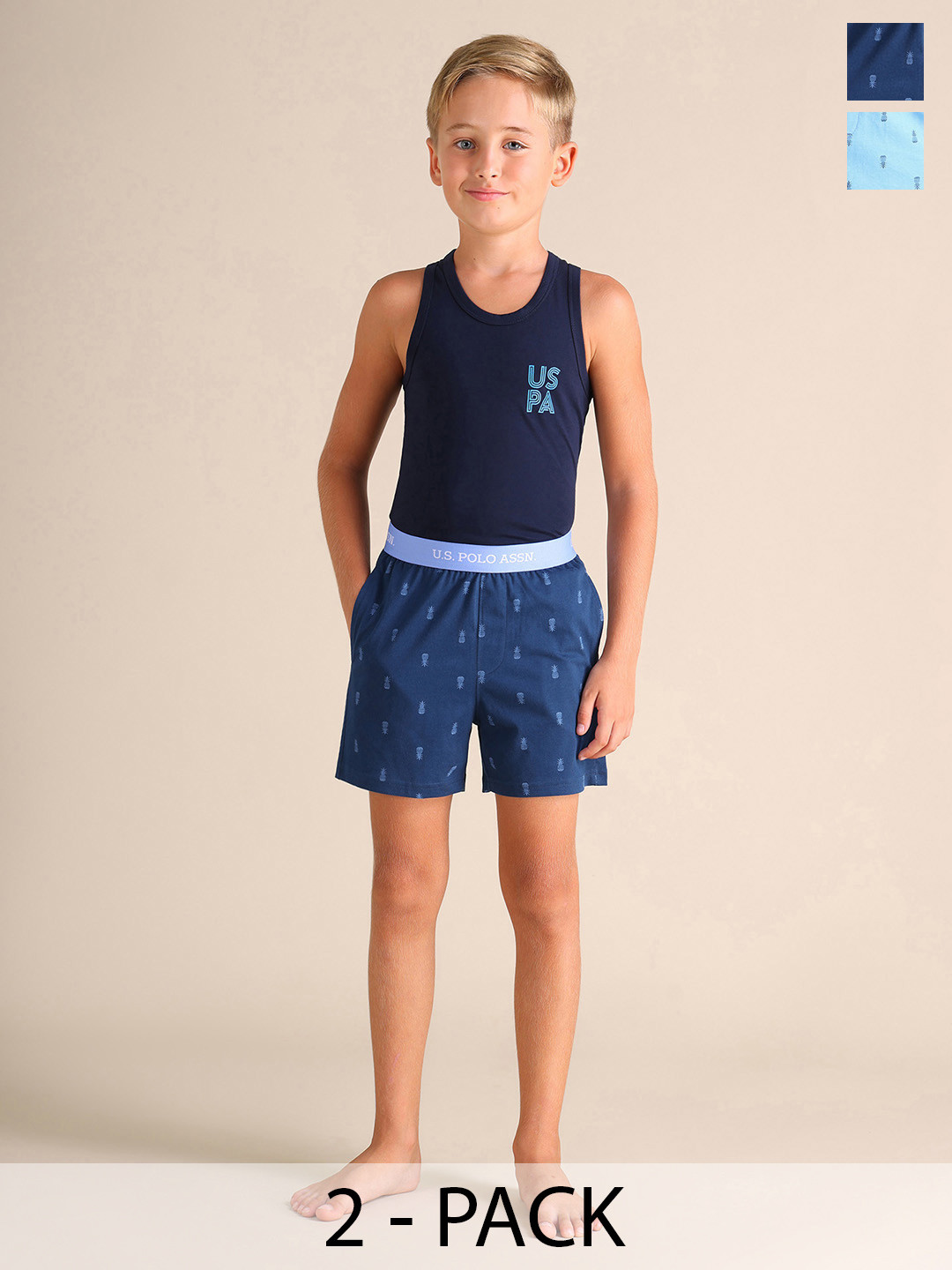 Buy U.S. Polo Assn. Boys Pack Of 2 Printed Pure Cotton Boxers - Boxers ...