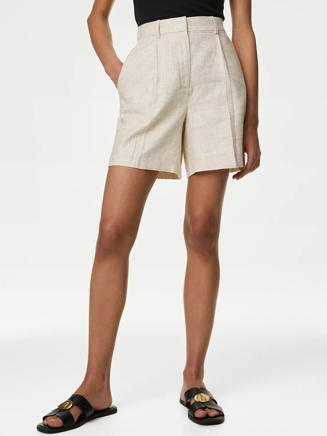 Buy Marks & Spencer Women High Rise Pleated Shorts - Shorts for Women ...