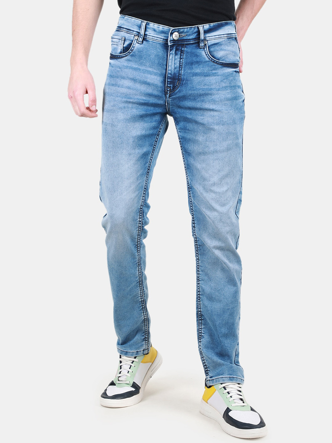 Buy Duke Men Clean Look Mid Rise Slim Fit Heavy Fade Stretchable Jeans ...