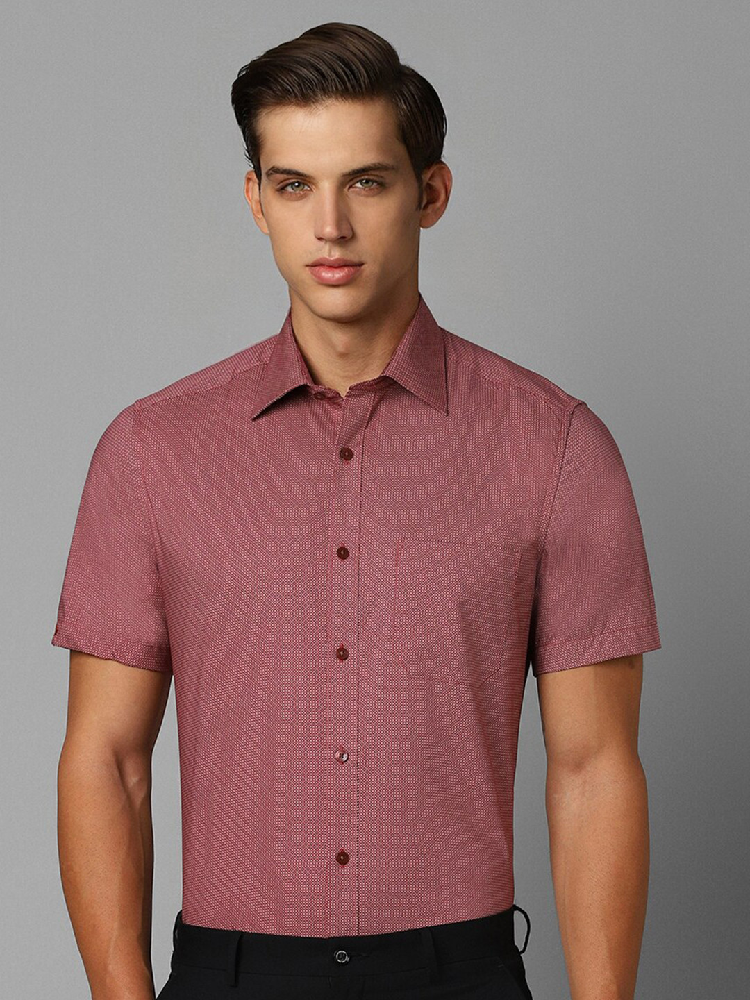 Buy Louis Philippe Classic Fit Micro Ditsy Printed Half Sleeves Formal ...