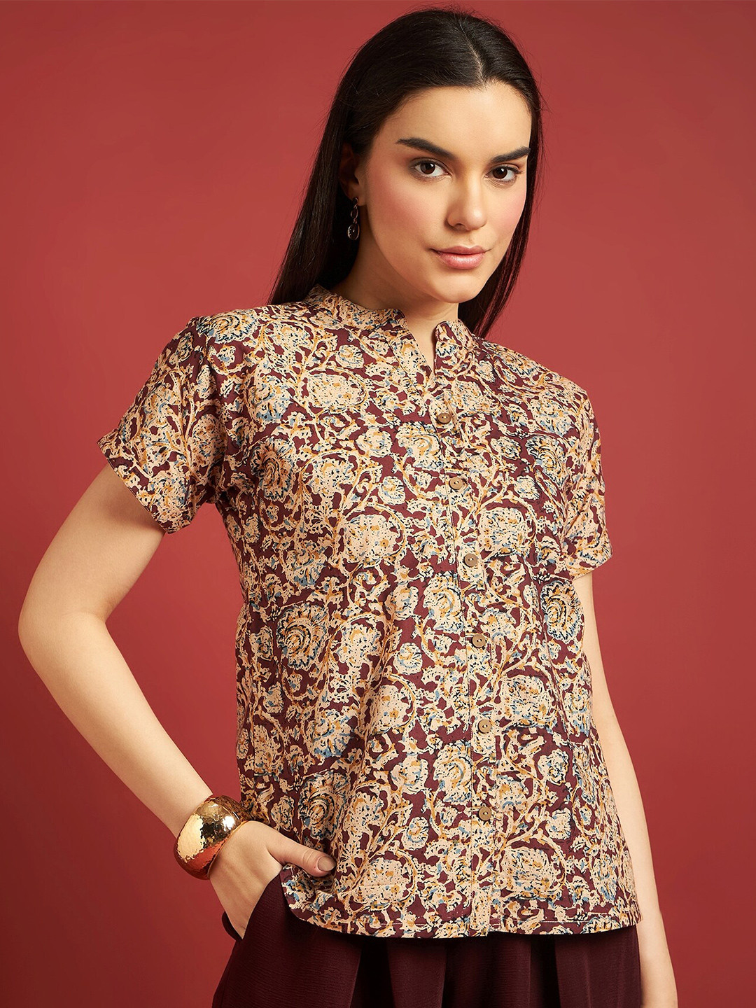 Buy Routes By All About You Print Roll Up Sleeves Ethnic Cotton Styled ...