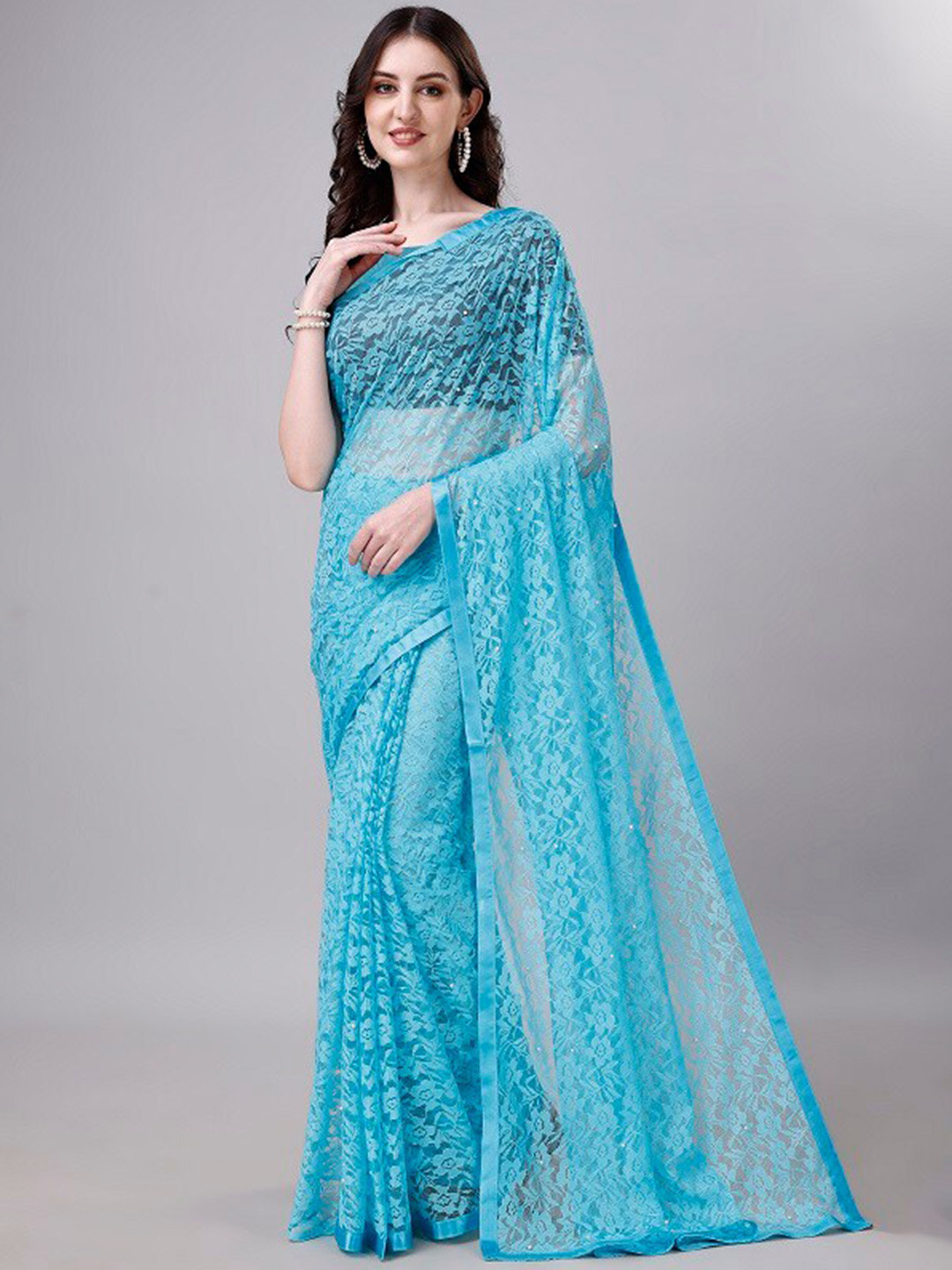 Buy LEOSAGI Floral Woven Design Net Maheshwari Saree - Sarees for Women ...