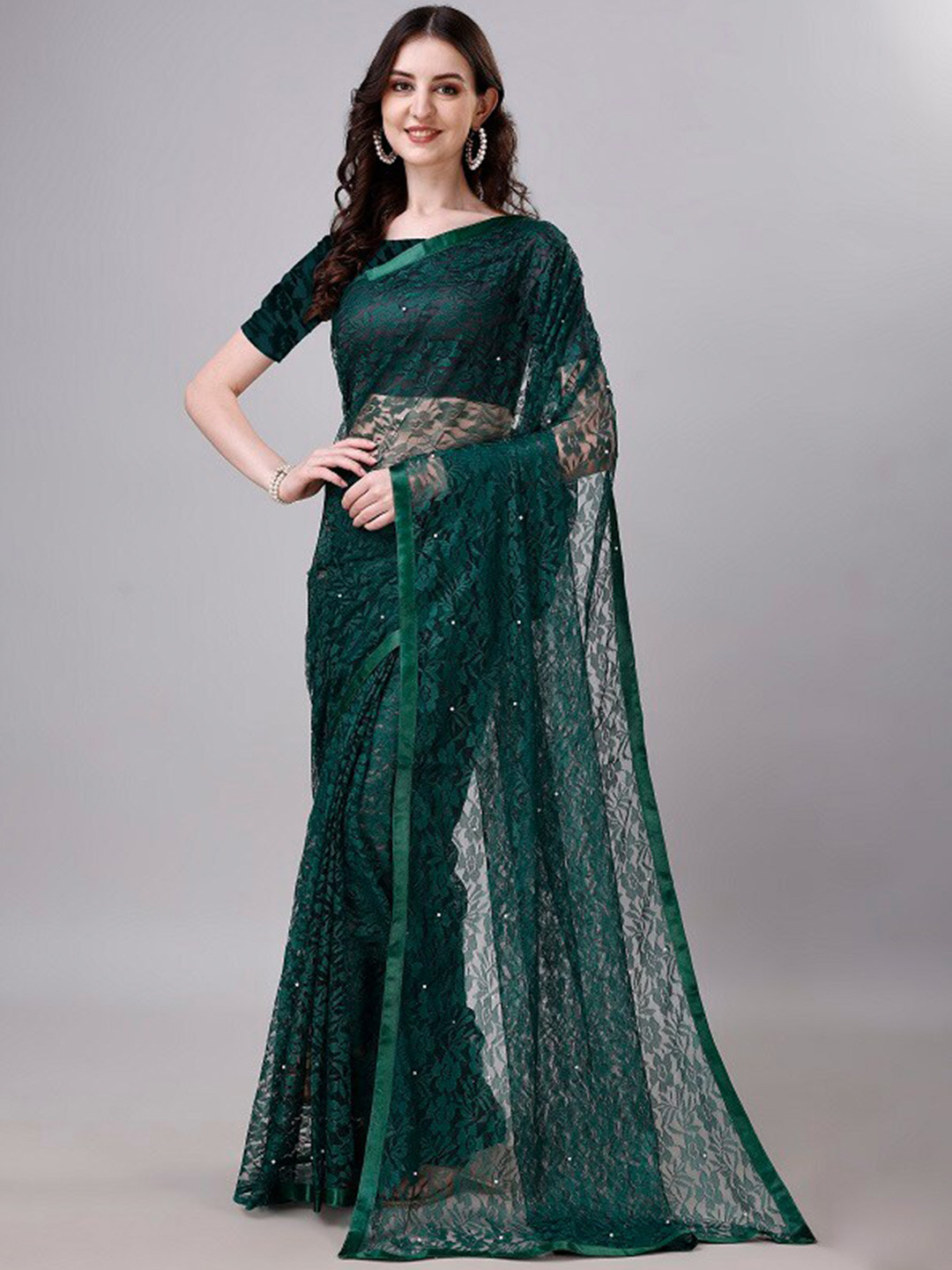 Buy LEOSAGI Floral Woven Design Net Maheshwari Saree - Sarees for Women ...