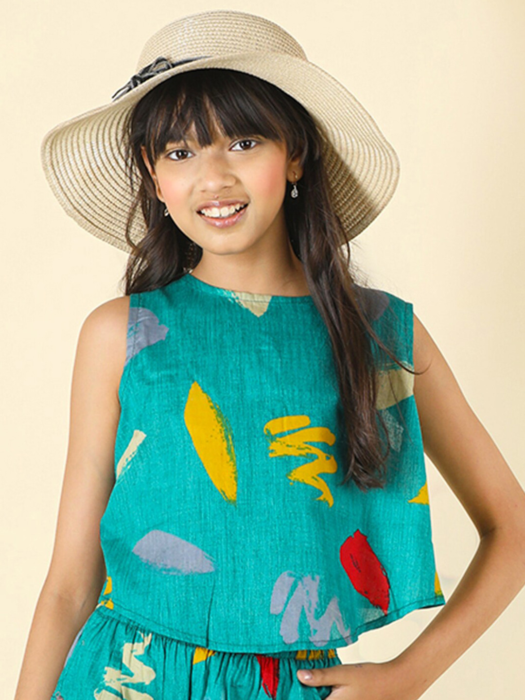 Buy Cutiekins Girls Conversational Printed Cotton Round Neck Crop Top ...