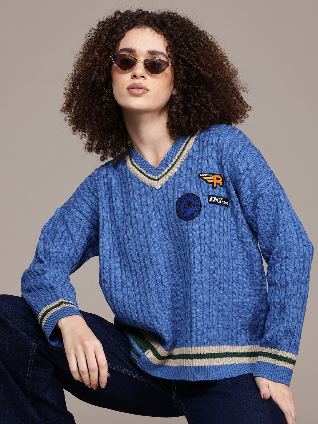 Buy The Roadster Lifestyle Co. Cable Knitted Acrylic Pullover ...