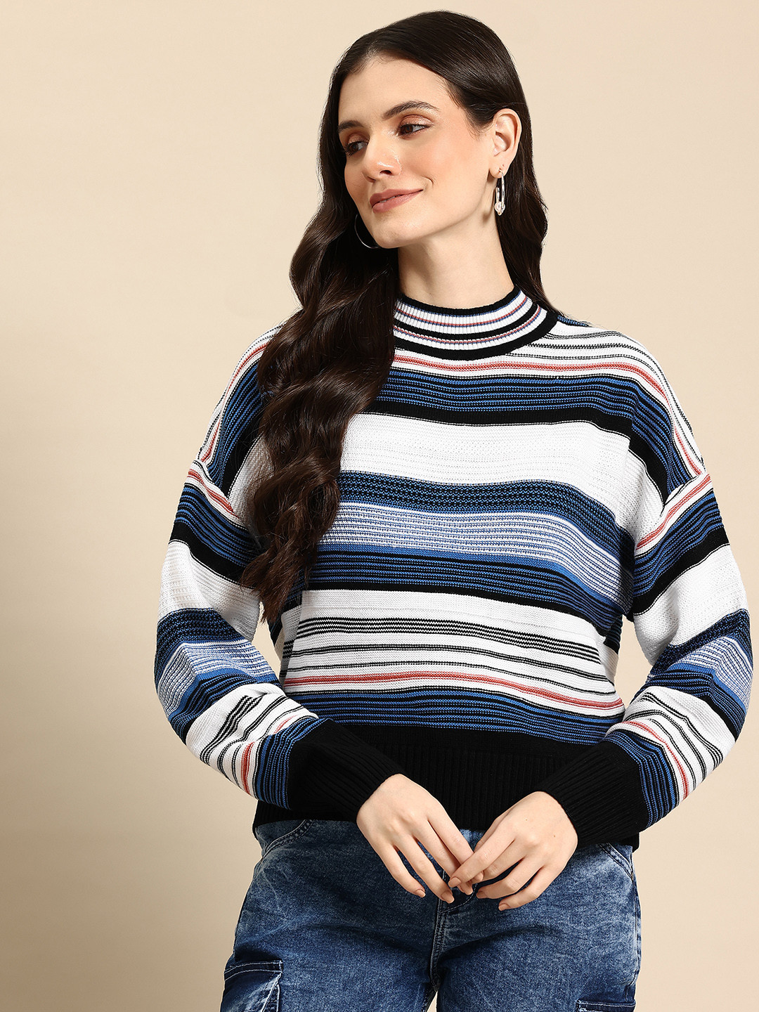 Buy Mast & Harbour Colourblocked Pure Acrylic Pullover - Sweaters for ...