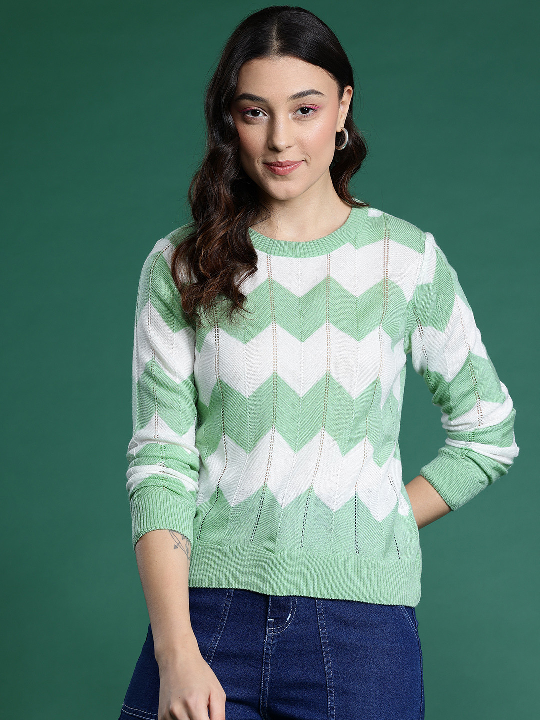Buy DressBerry Knitted Chevron Pullover - Sweaters for Women 29075636 | Myntra