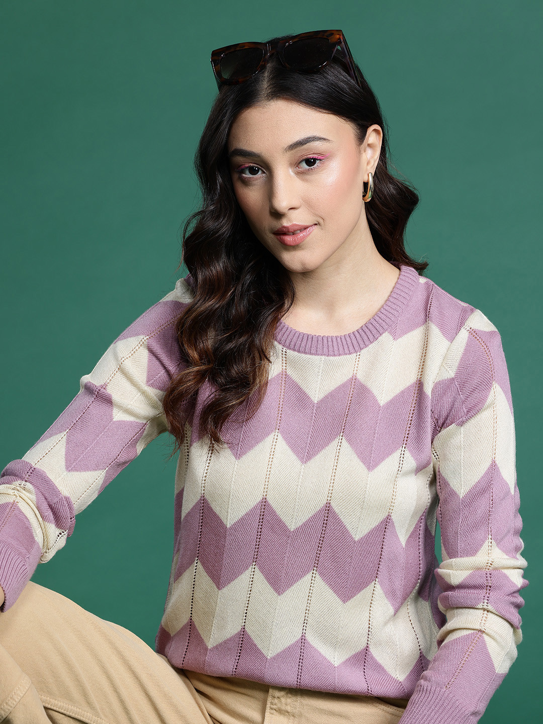Buy DressBerry Knitted Chevron Pullover - Sweaters for Women 29075644 | Myntra