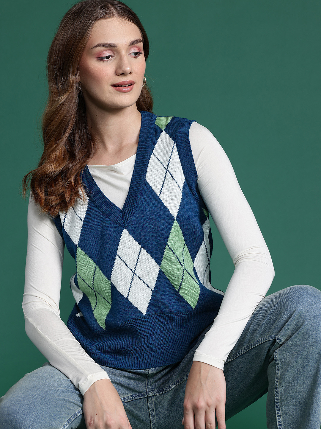 Buy DressBerry Women Argyle Acrylic Sweater Vest - Sweaters for Women ...