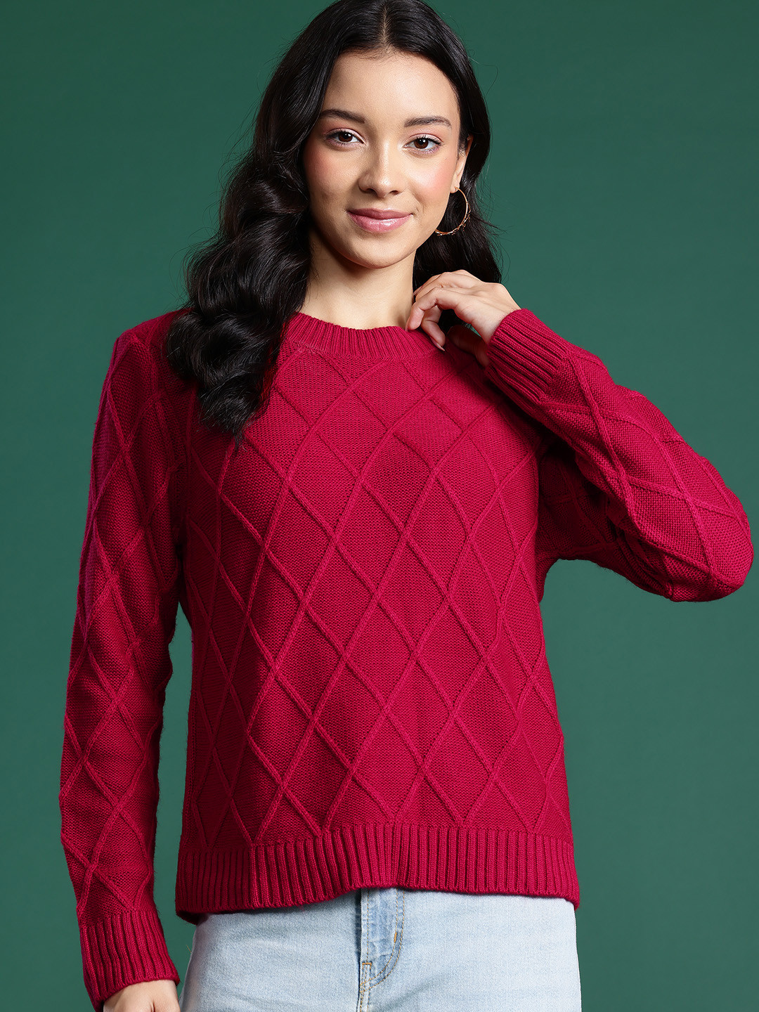 Buy DressBerry Pure Acrylic Self Design Pullover - Sweaters for Women ...