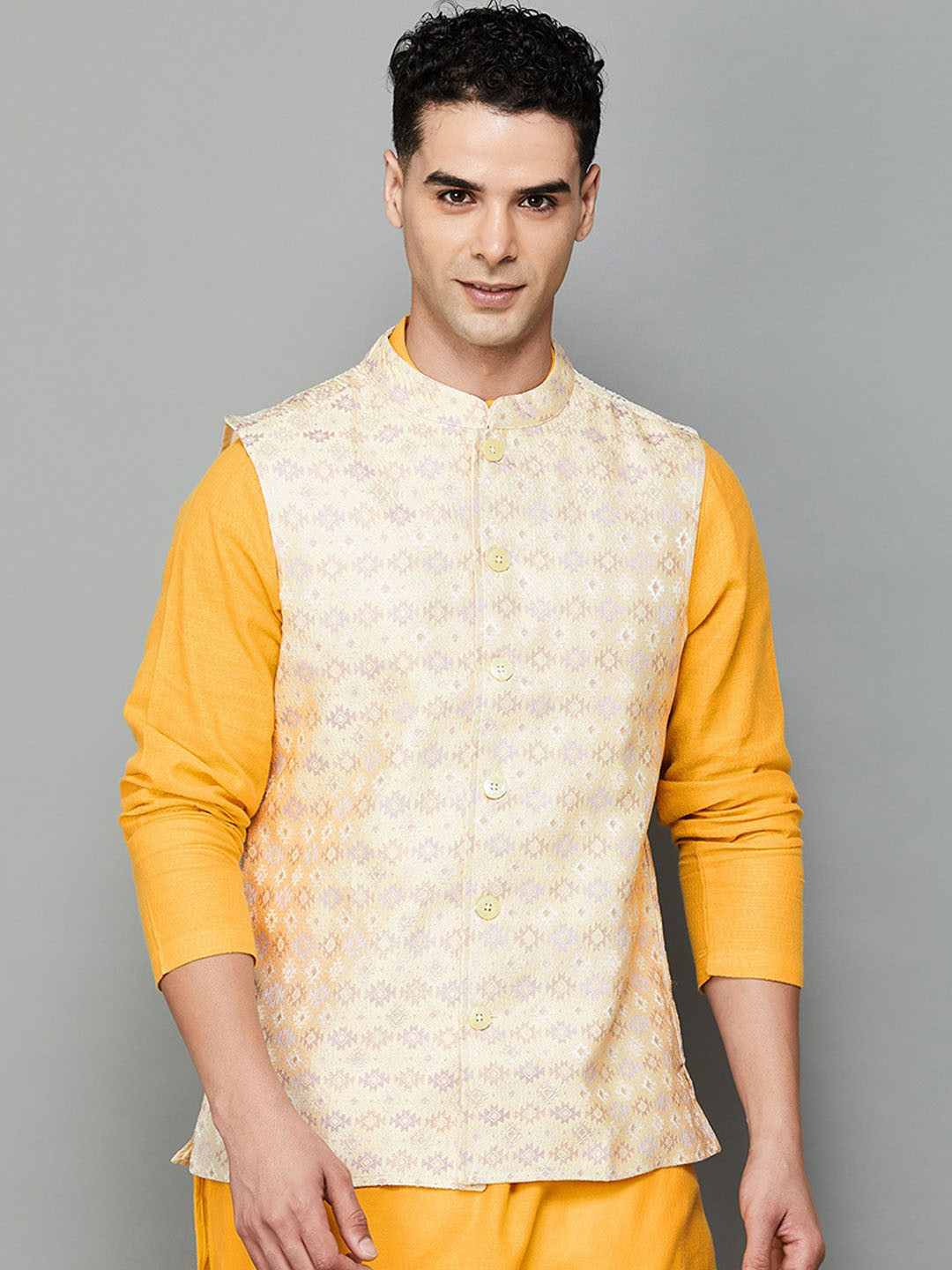 Buy Melange By Lifestyle Ethnic Motifs Woven Design Nehru Jacket ...