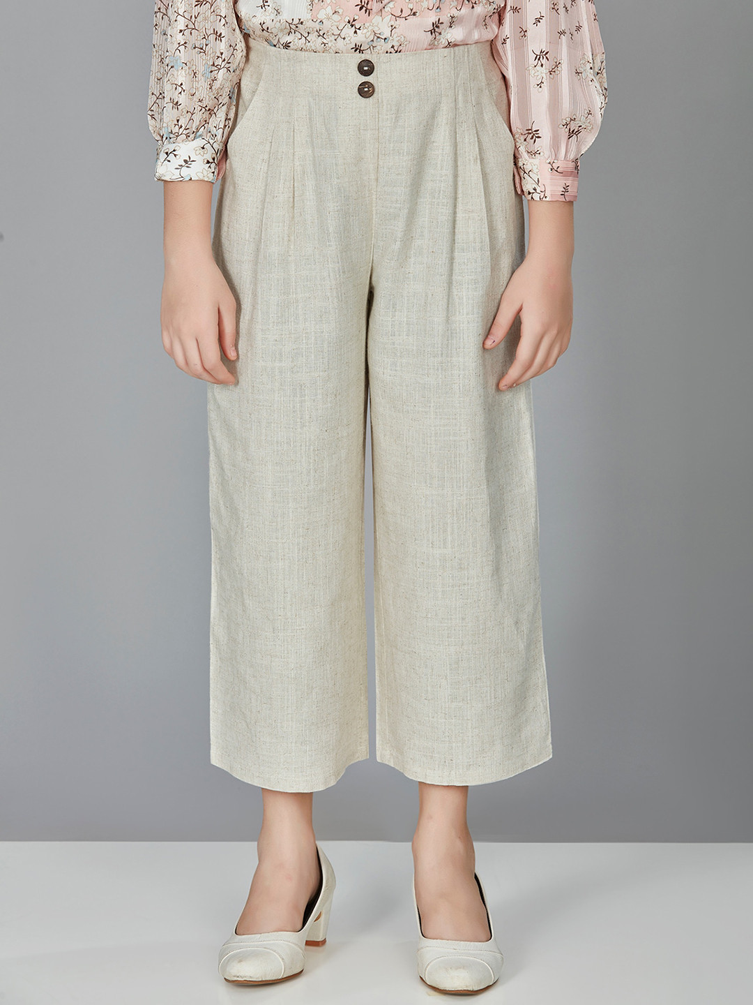 Buy Peppermint Girls Relaxed Straight Leg Straight Fit Linen Pleated ...