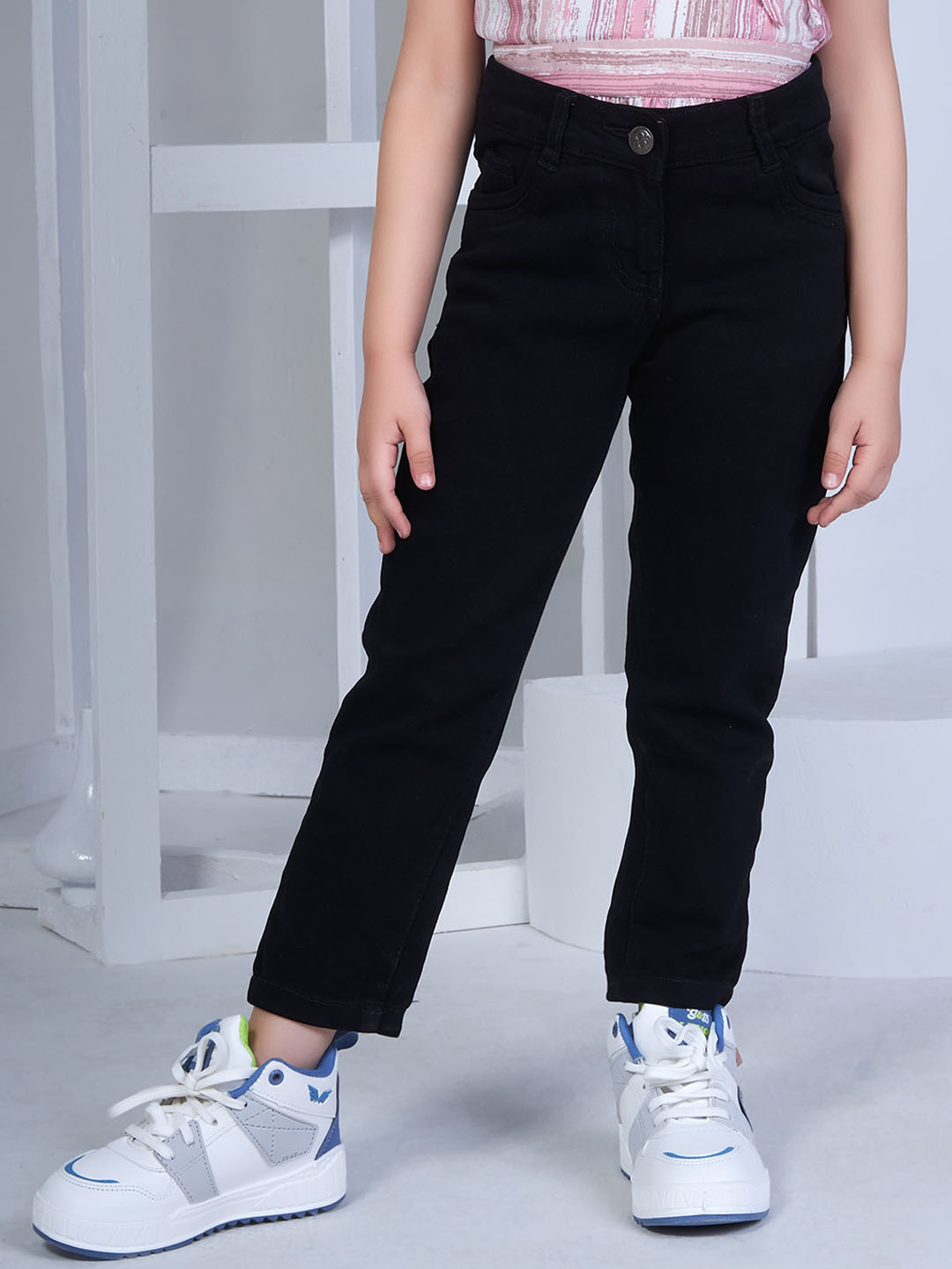Buy Peppermint Girls Smart Slim Fit Clean Look Mid Rise Stretchable ...