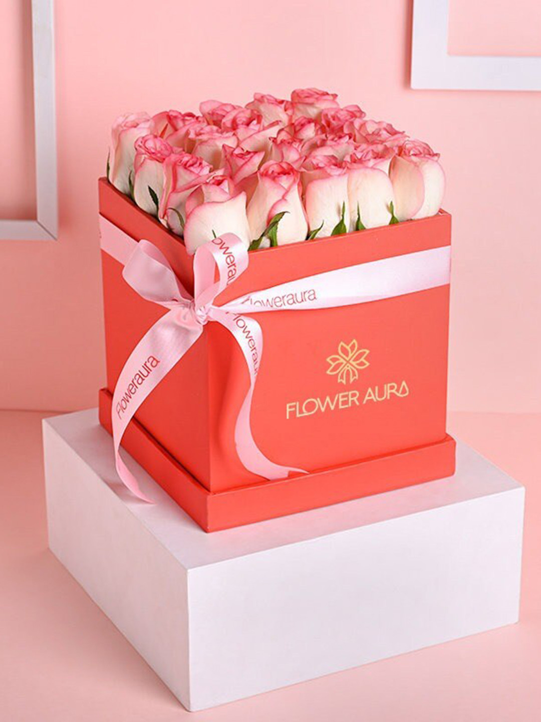 Buy Floweraura Pink 20 Pieces Roses Flowers Bouquet In A Box - Fresh ...