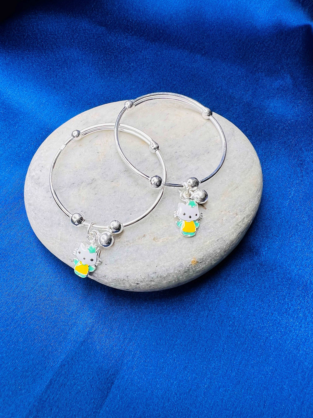 Buy Arte Jewels Girls Set Of 2 925 Sterling Silver Bangles - Bangle for ...
