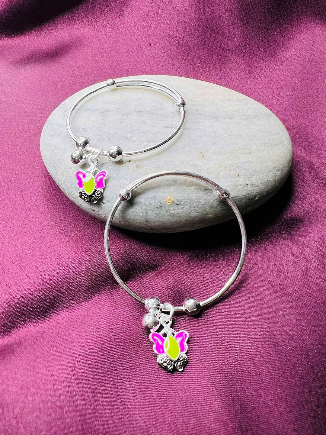 Buy Arte Jewels Girls Set Of 2 925 Sterling Silver Bangles - Bangle for ...