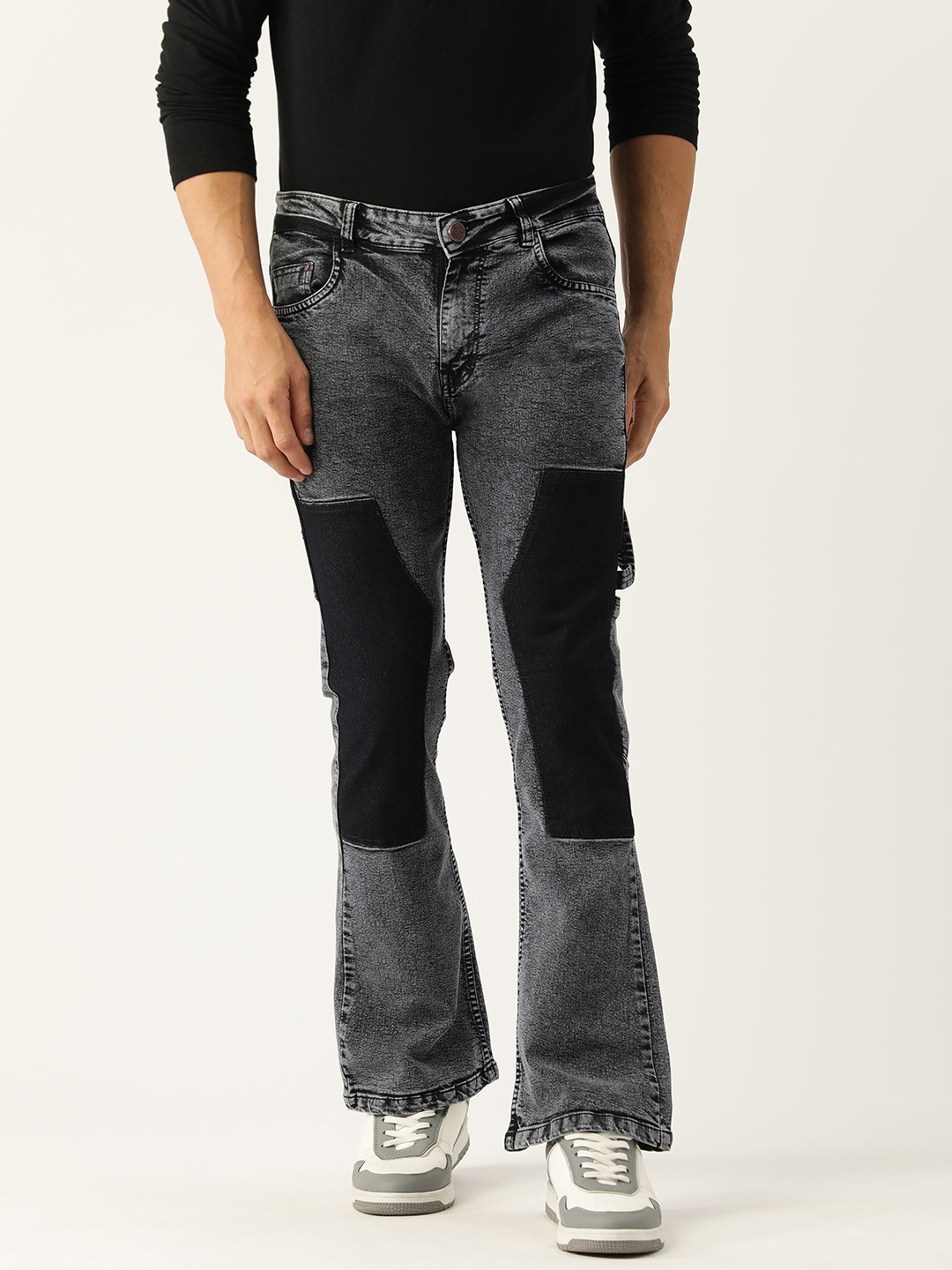 Buy PARIS HAMILTON Men Bootcut Heavy Fade Colourblocked Stretchable ...