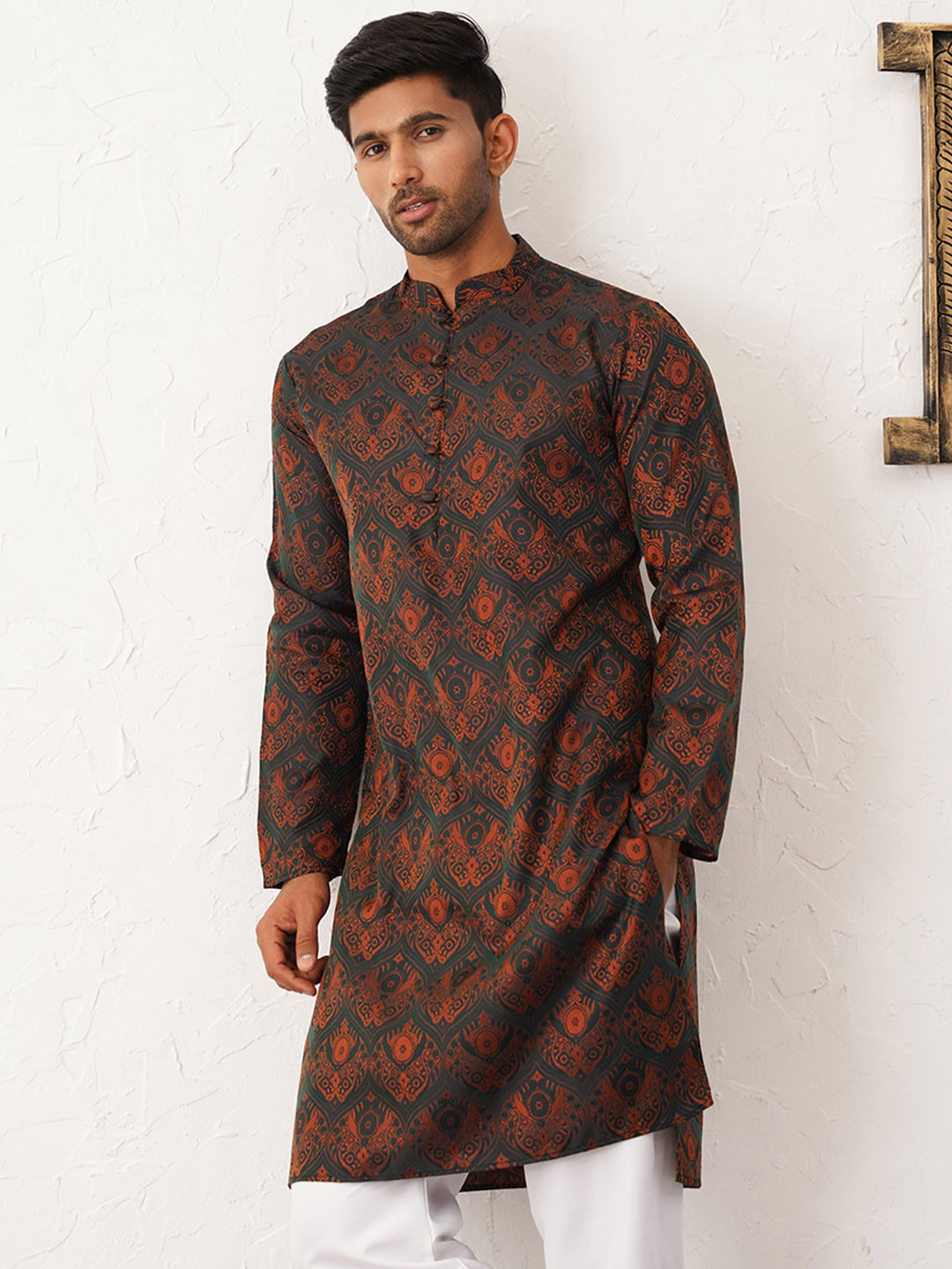 Buy Jompers Ethnic Motifs Printed Straight Kurta With Pyjama - Kurta ...