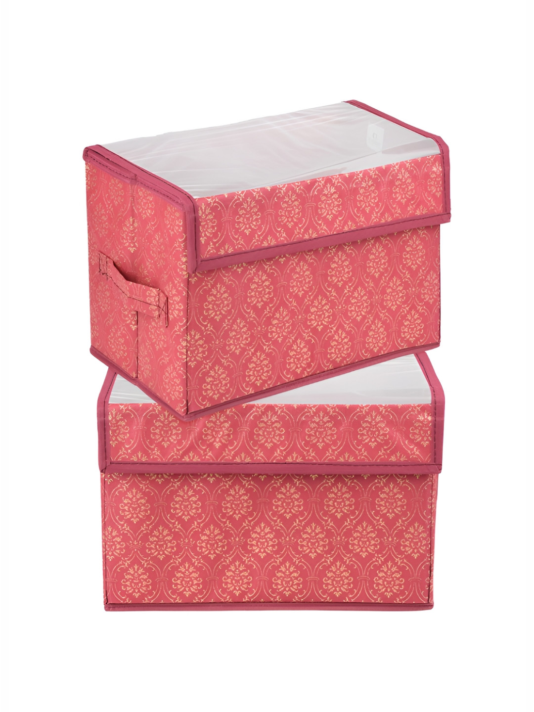 Buy Kuber Industries Maroon 2 Pieces Foldable Transparent Lid Velcro ...