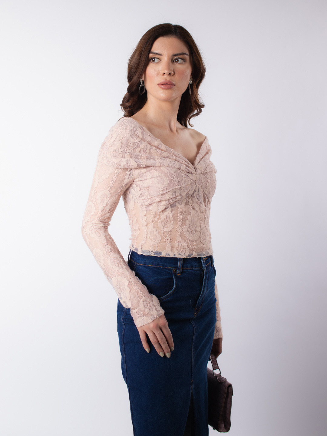 Buy Stylecast X Hersheinbox Lace Inserted Layered Detail Top - Tops for ...