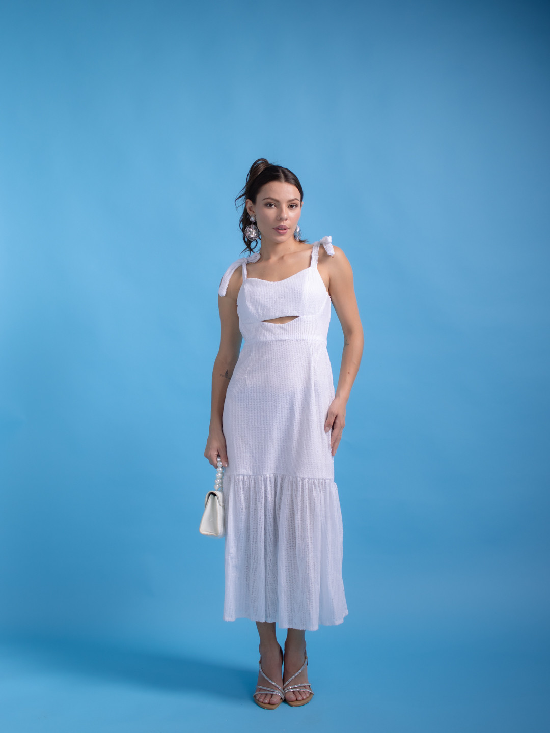 Buy Stylecast X Hersheinbox White Embellished Midi Dress - Dresses for ...