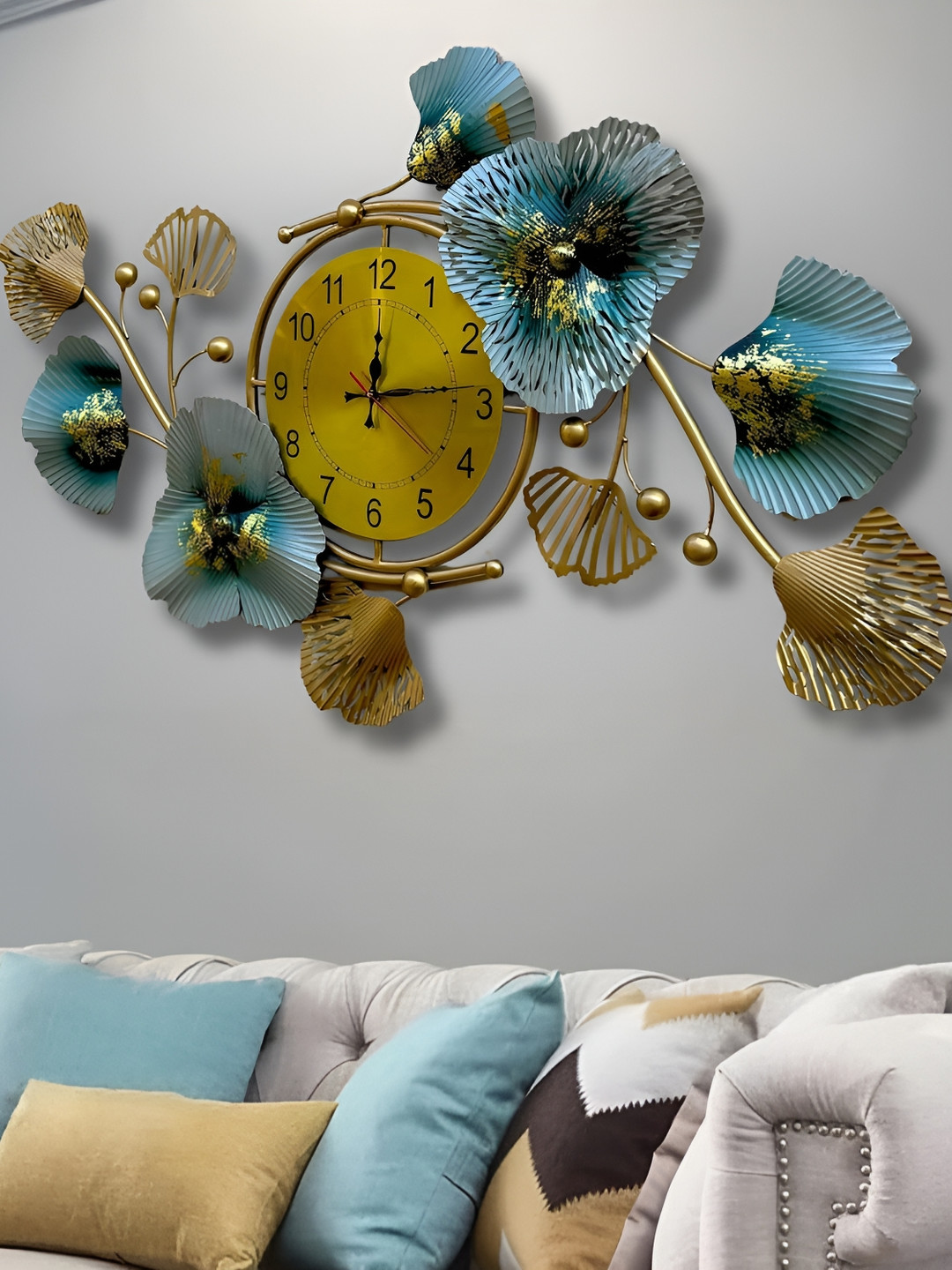 Buy ANSHIKA INTERNATIONAL Beige & Turquoise Blue Zingo Flower Wall ...