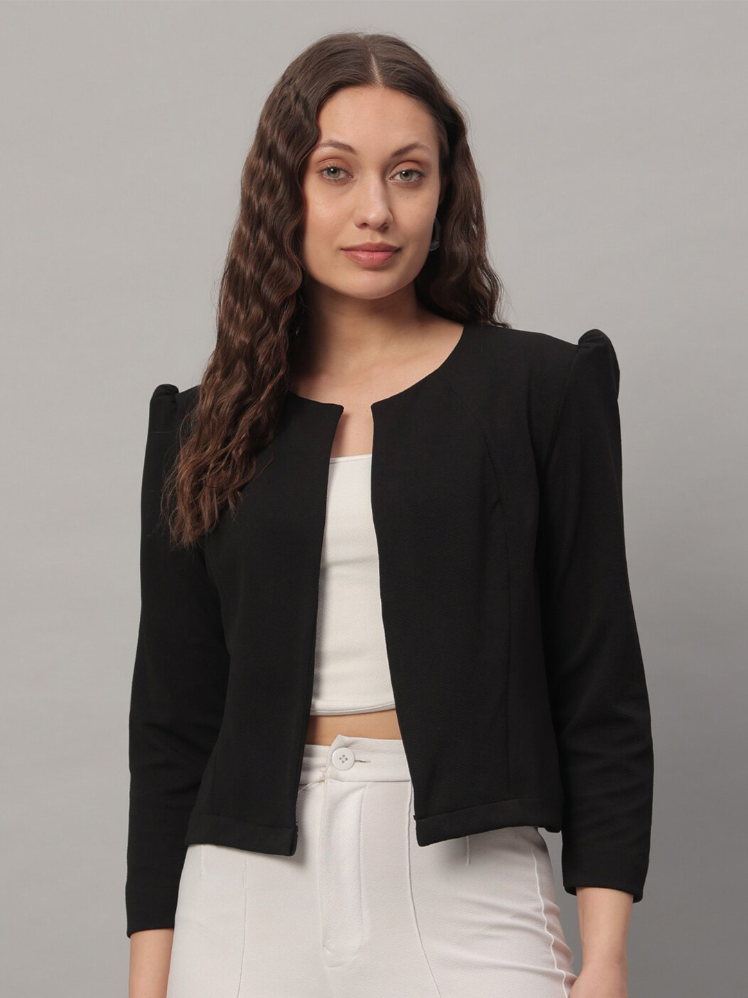 Buy GLITO Women Open Front Mandarin Collar Shrug - Shrug for Women ...