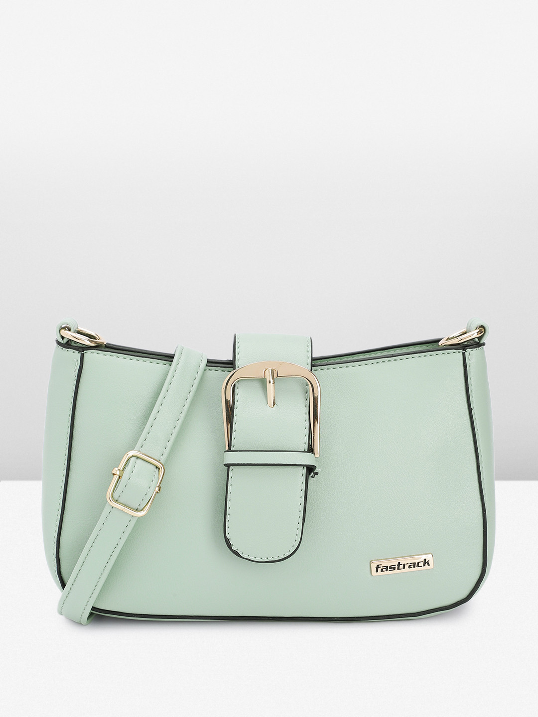 Buy Fastrack Women Sage Green Solid Sling Bag With Buckle Accent ...
