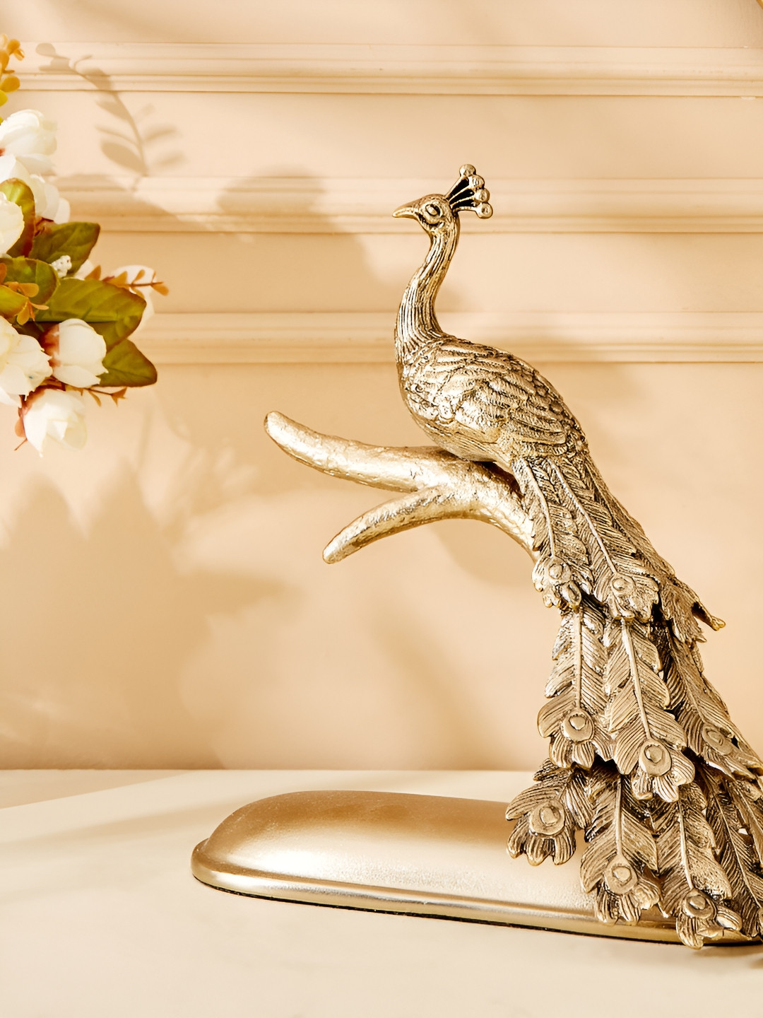 Buy Home Centre Eternity Vivere Gold Toned Metal Peacock Figurine ...