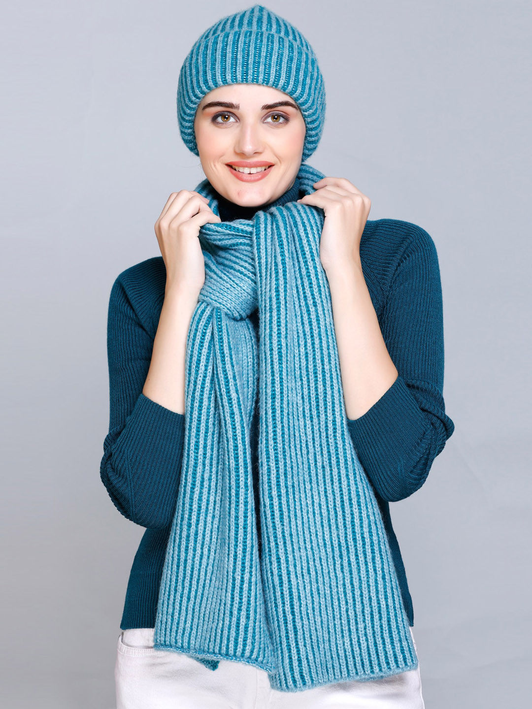 Buy 513 Women Self Design Acrylic Mufflers With Cap - Mufflers for ...