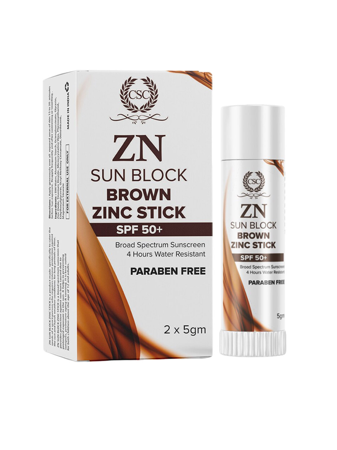 Buy CSC ZN Sunblock Brown Zinc Oxide Cream Stick SPF 50+ 10g - Face ...