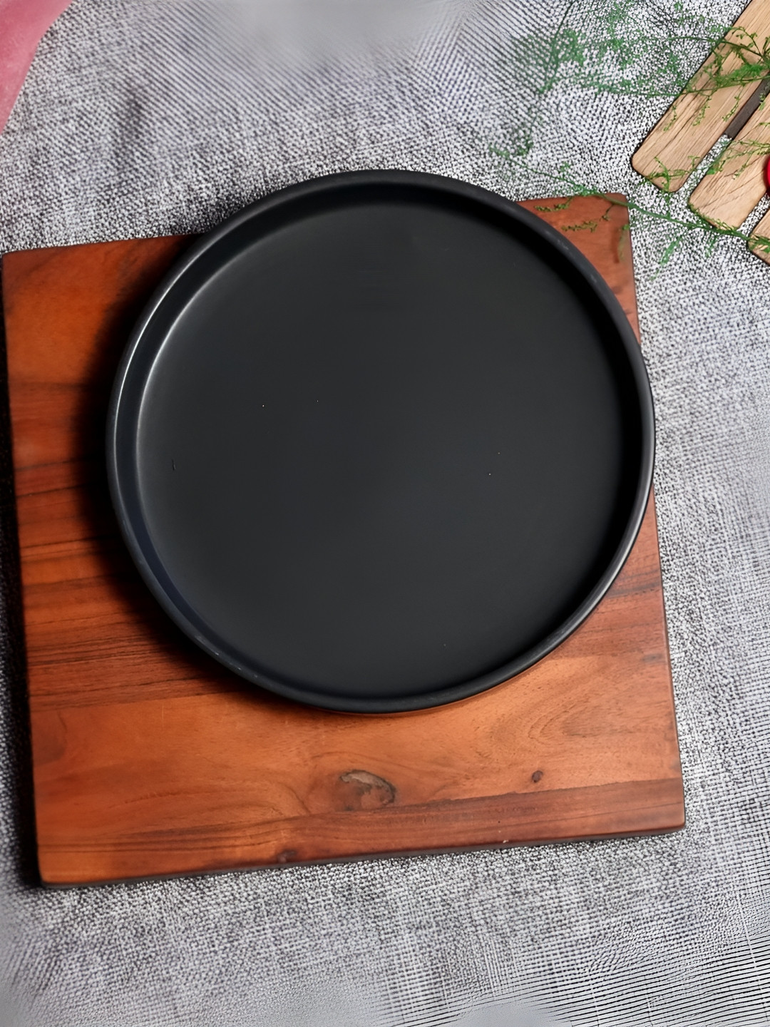 Buy Ceramic Round Shape Serving Dinner Plate Black Matte, 8 Inch ...