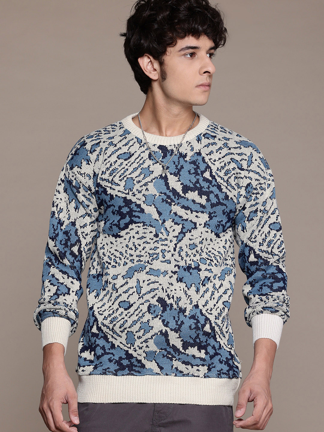 Buy The Roadster Lifestyle Co. Self Design Abstract Pullover - Sweaters ...