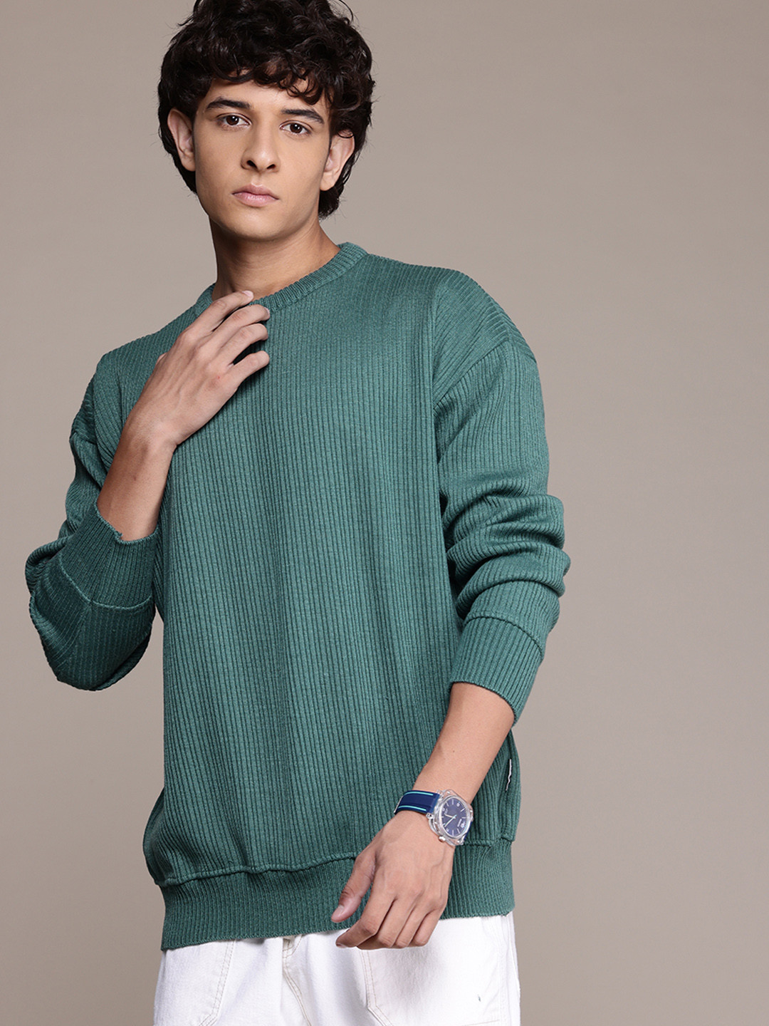 Buy The Roadster Lifestyle Co. Ribbed Drop Shoulder Sleeve Pullover ...