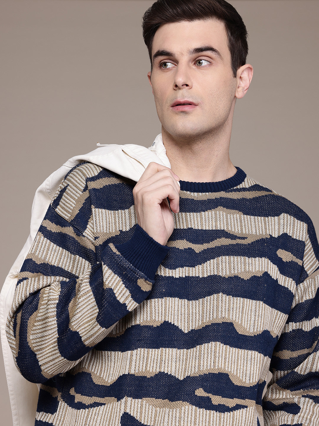 Buy The Roadster Lifestyle Co. Abstract Textured Pullover - Sweaters ...