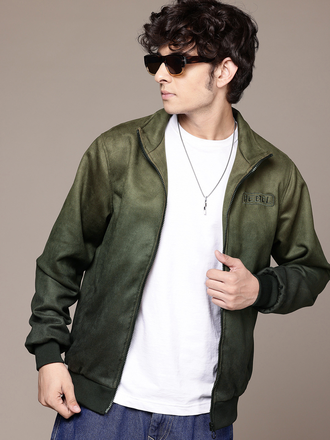 Buy The Roadster Lifestyle Co. Suede Finish Bomber Jacket - Jackets for ...