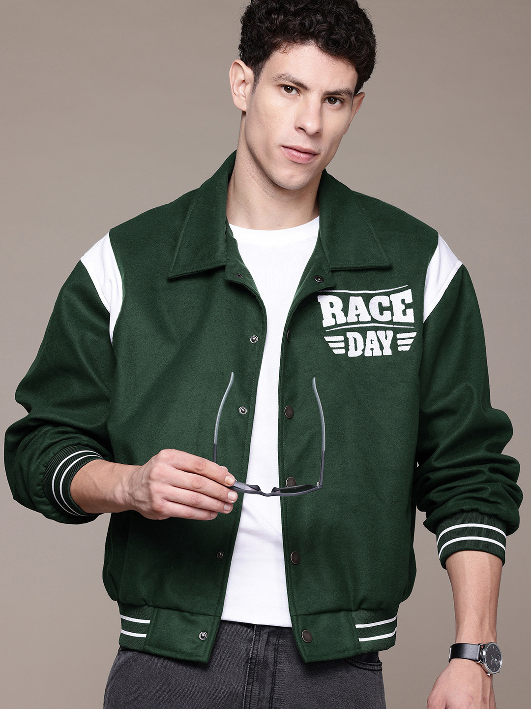 Buy The Roadster Lifestyle Co. Varsity Jacket With Patchwork - Jackets ...