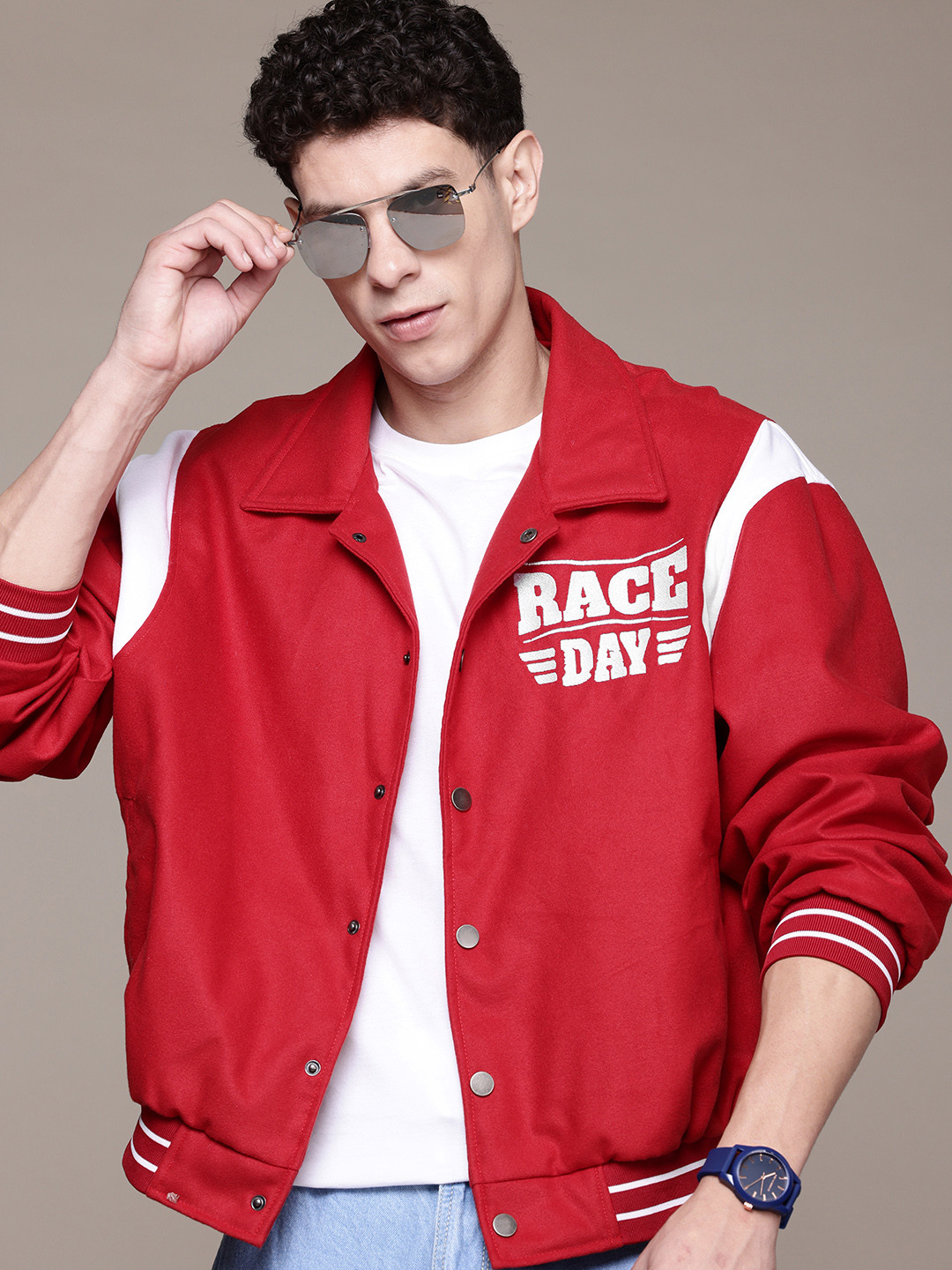 Buy The Roadster Lifestyle Co. Varsity Jacket With Patchwork - Jackets ...