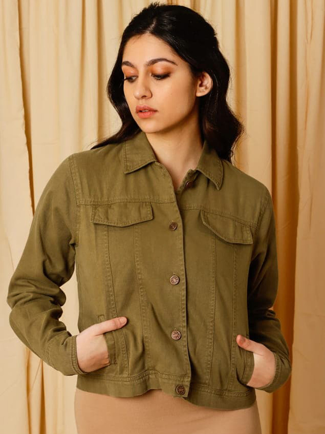 Buy ELEVEN.O.ONE Women Cotton Crop Denim Jacket - Jackets for Women ...