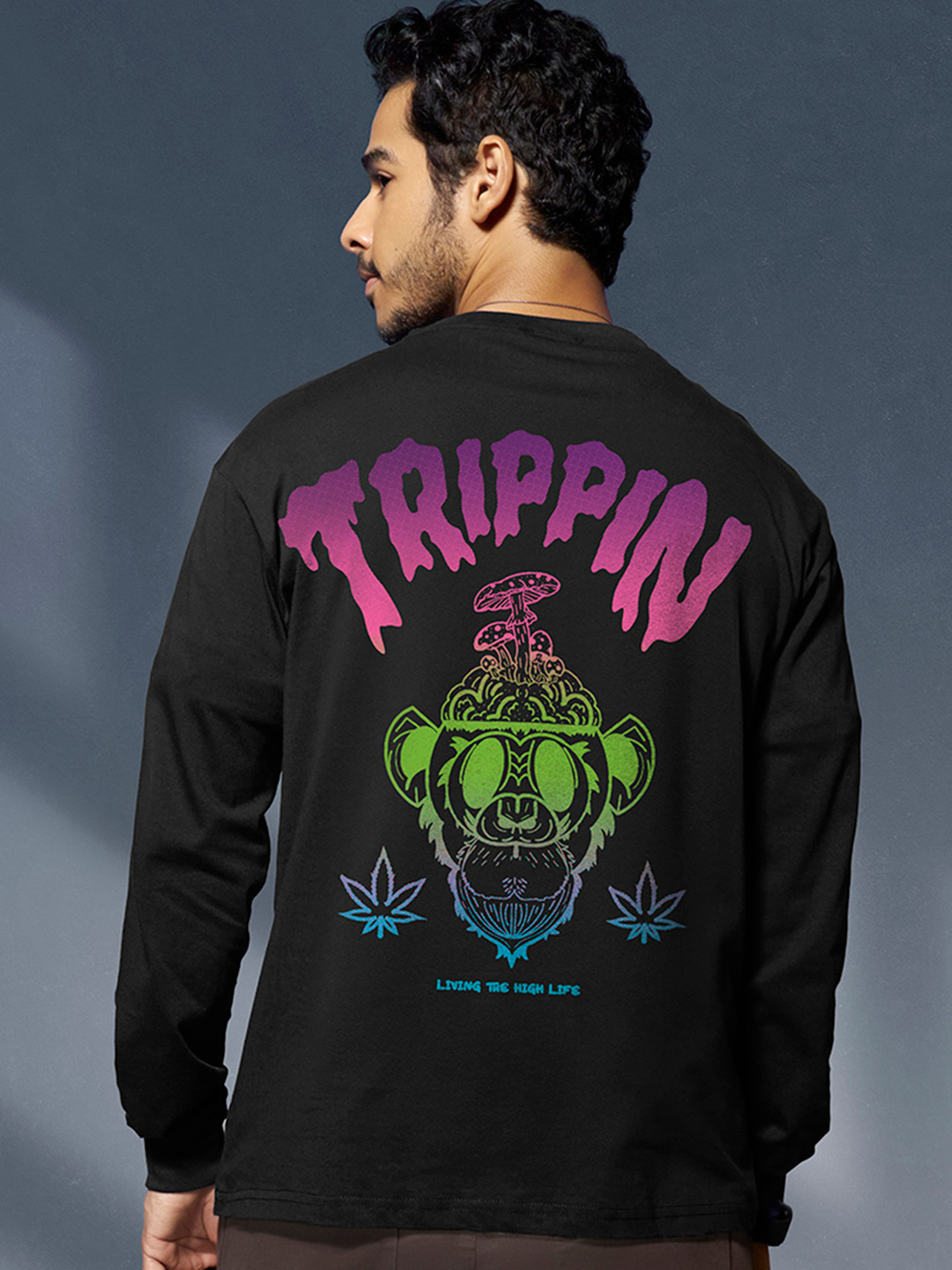 Buy Bewakoof Tripping Monkey Graphic Printed Drop Shoulder Pure Cotton ...