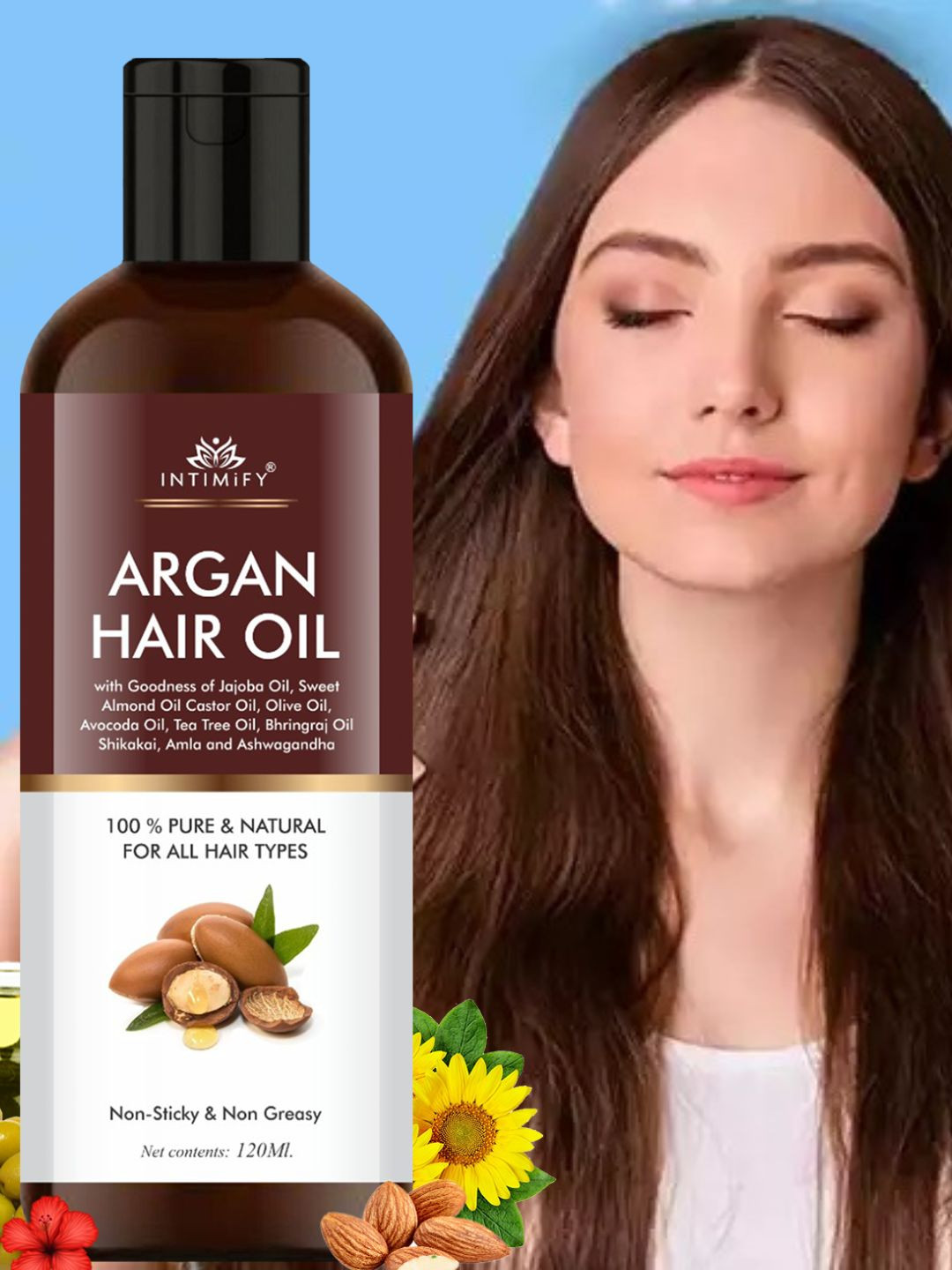 Buy INTIMIFY Argan Hair Oil Damage Protection Non Sticky Hair Oil 120ml ...