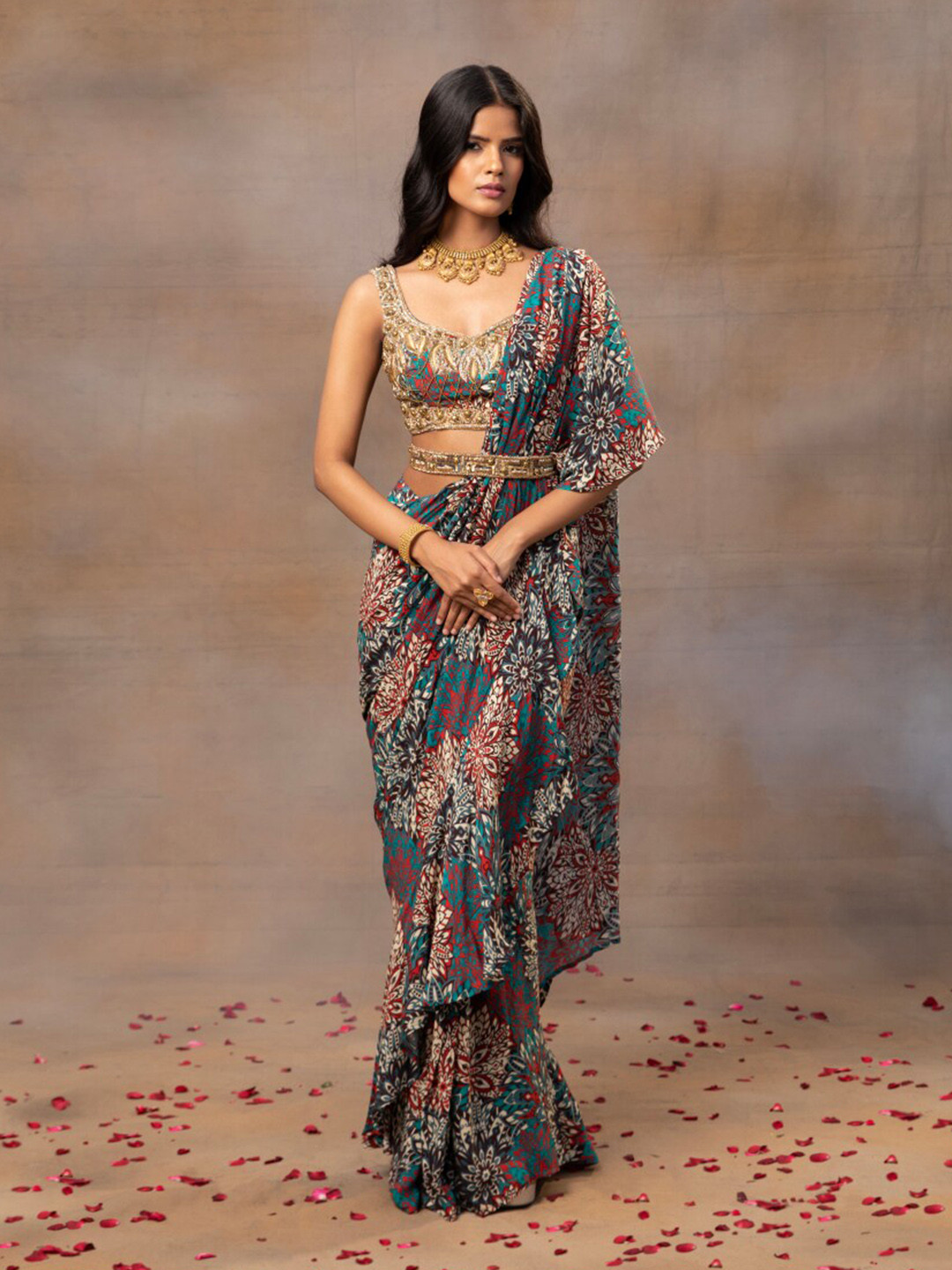 Buy Mehak Murpana Floral Printed Embroidered Saree - Sarees for Women ...