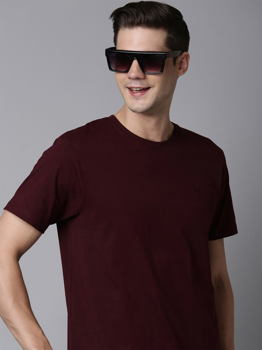 Buy MAXZONE Round Neck Knitted Pure Cotton Casual T Shirt - Tshirts for ...