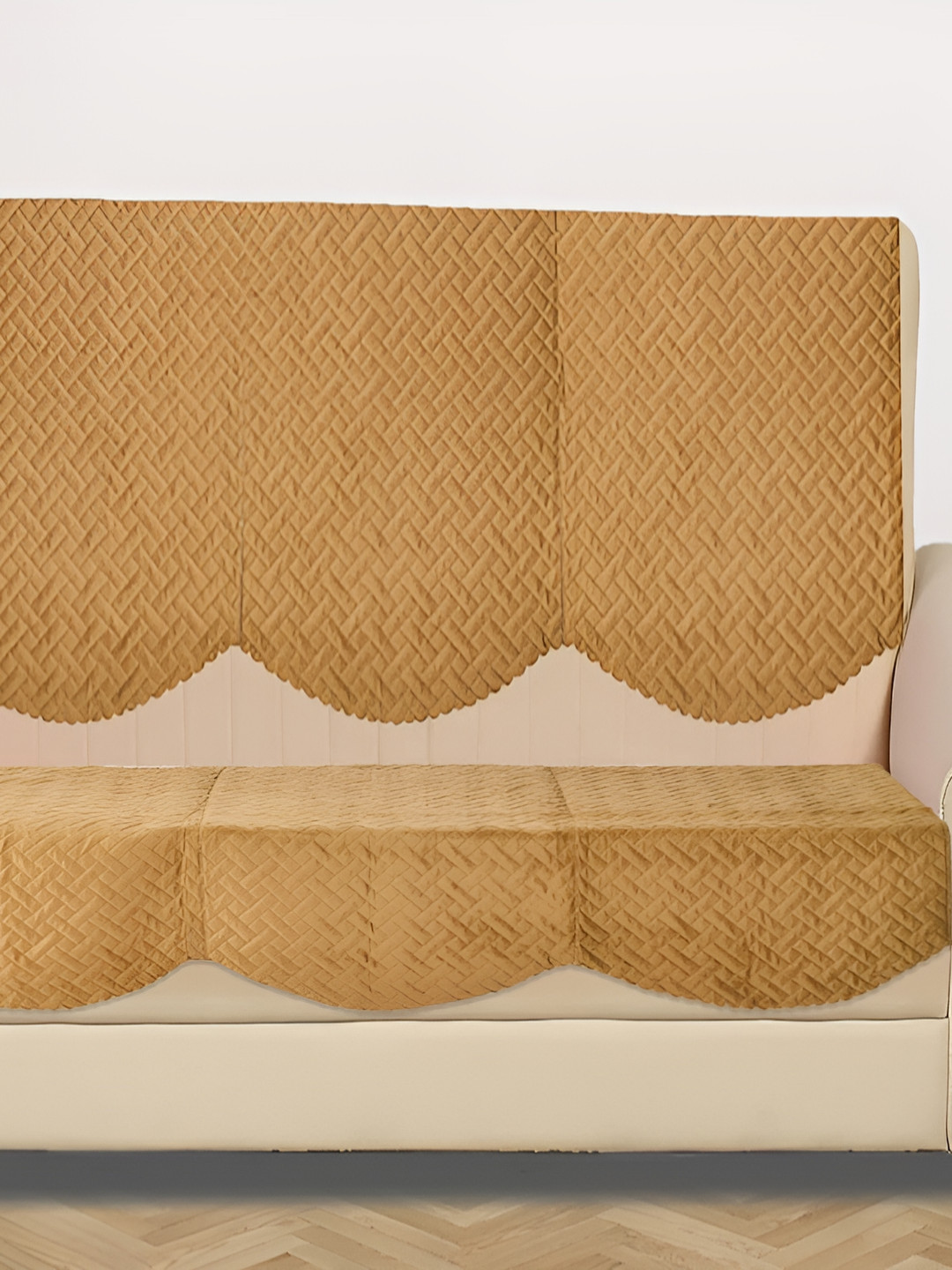 Buy Rrc Tan 6 Pieces 3 Seater Velvet Sofa Cover Sofa Covers For
