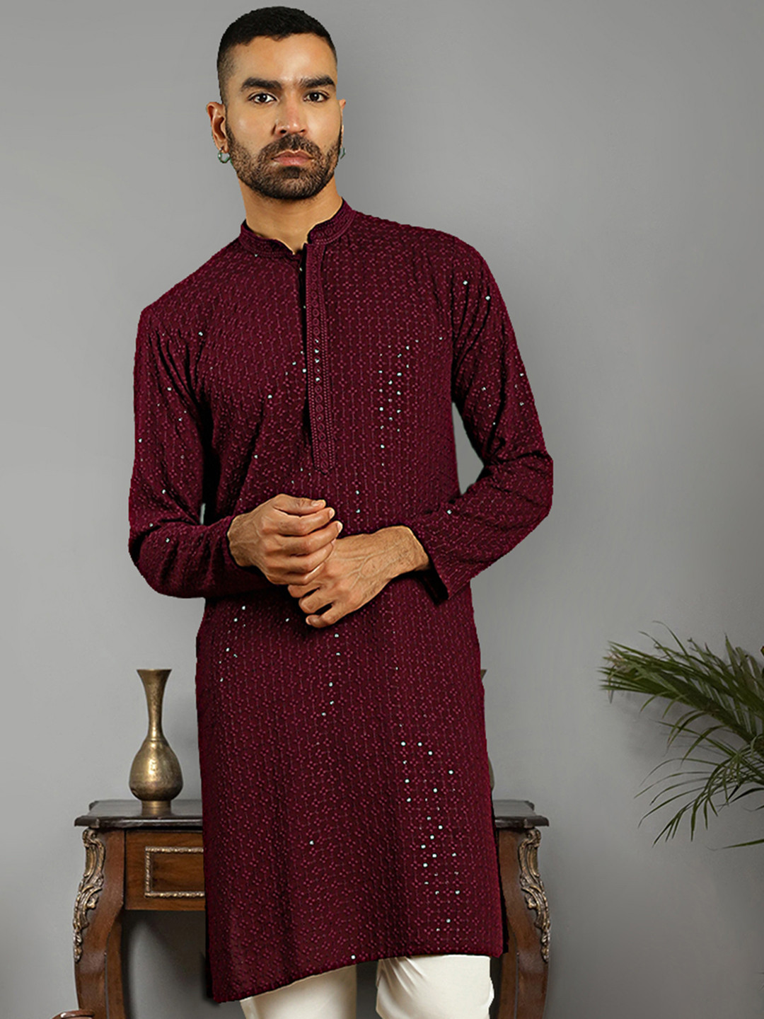 Buy Anouk Sequinned Pure Cotton Kurtas - Kurtas for Men 29197048 | Myntra