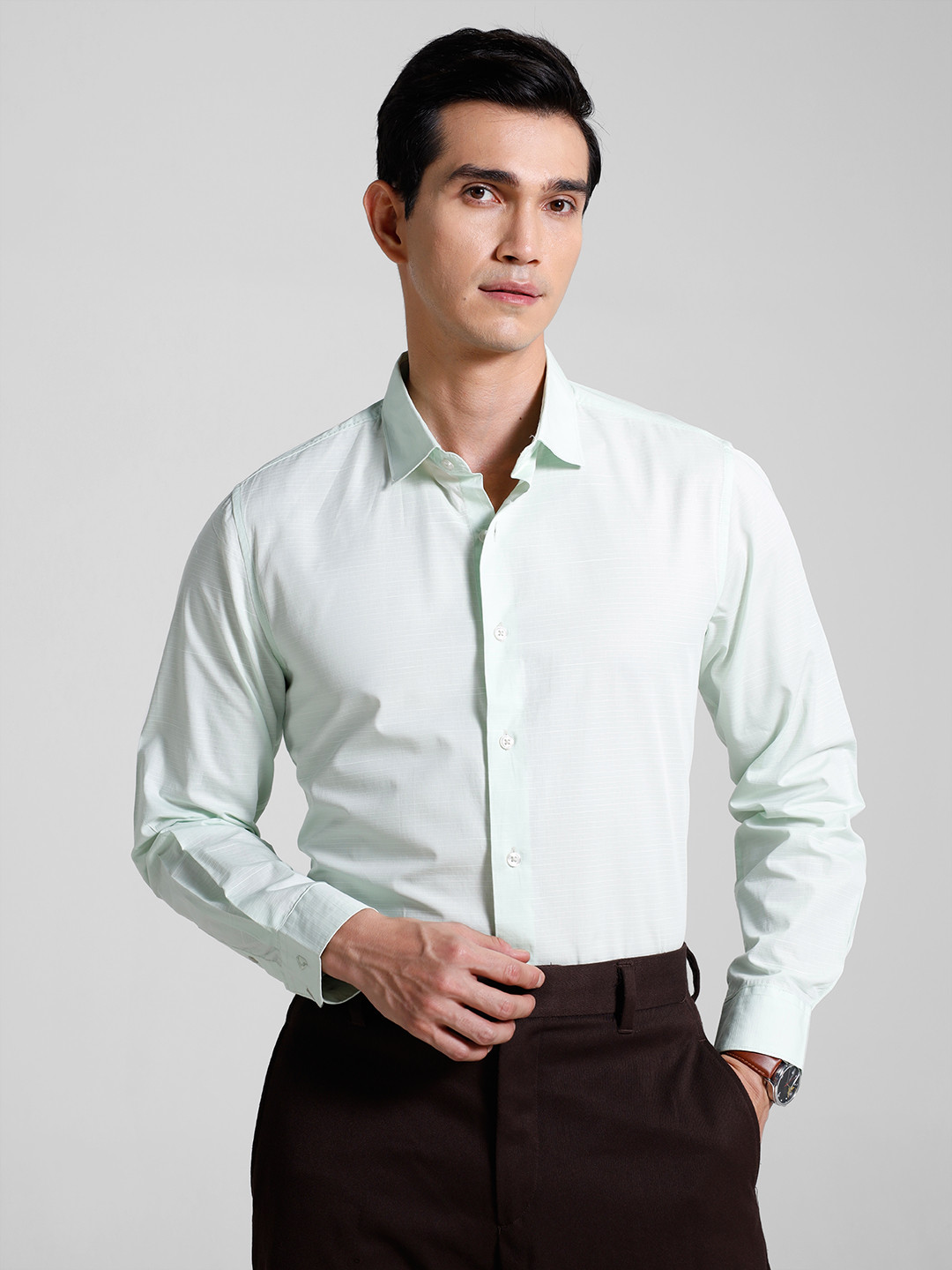 Buy INVICTUS Pure Cotton Self Horizontal Stripes Formal Shirt - Shirts ...