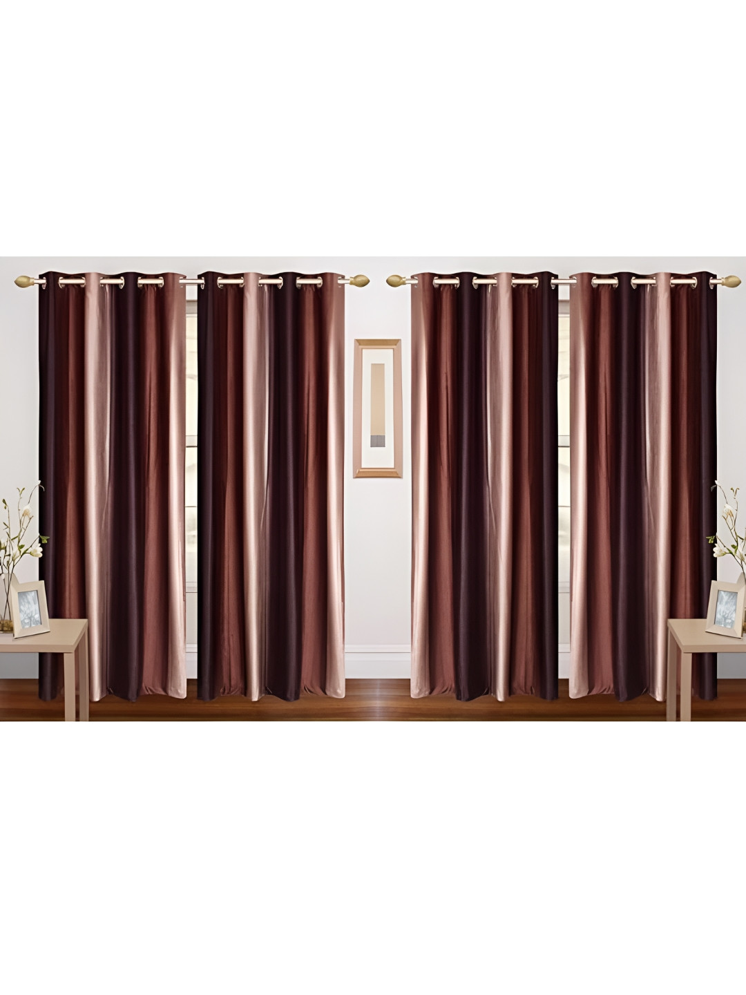 Buy Shopgallery Brown Set Of 4 Room Darkening Window Curtain - Curtains ...